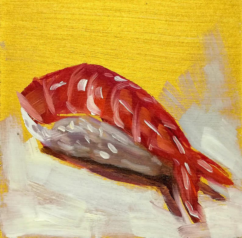 Sushi Oil Painting: Miniature Japanese Food Original Art 4x4" - Etsy