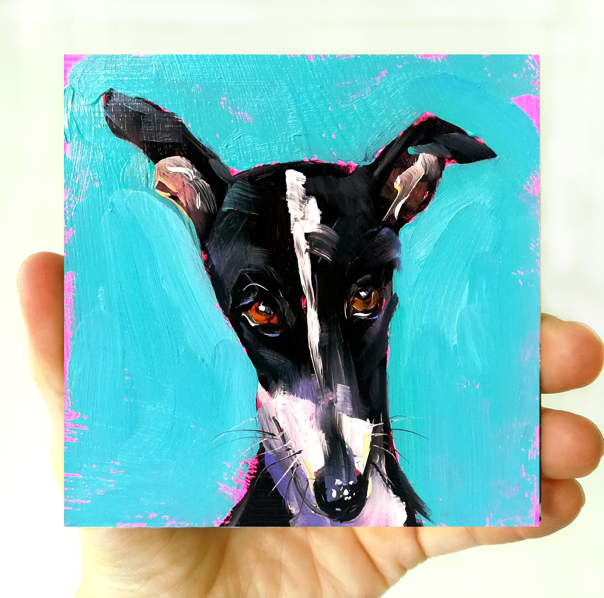 Funny Dog Oil Painting – Original Whimsical Puppy Miniature Pet ...
