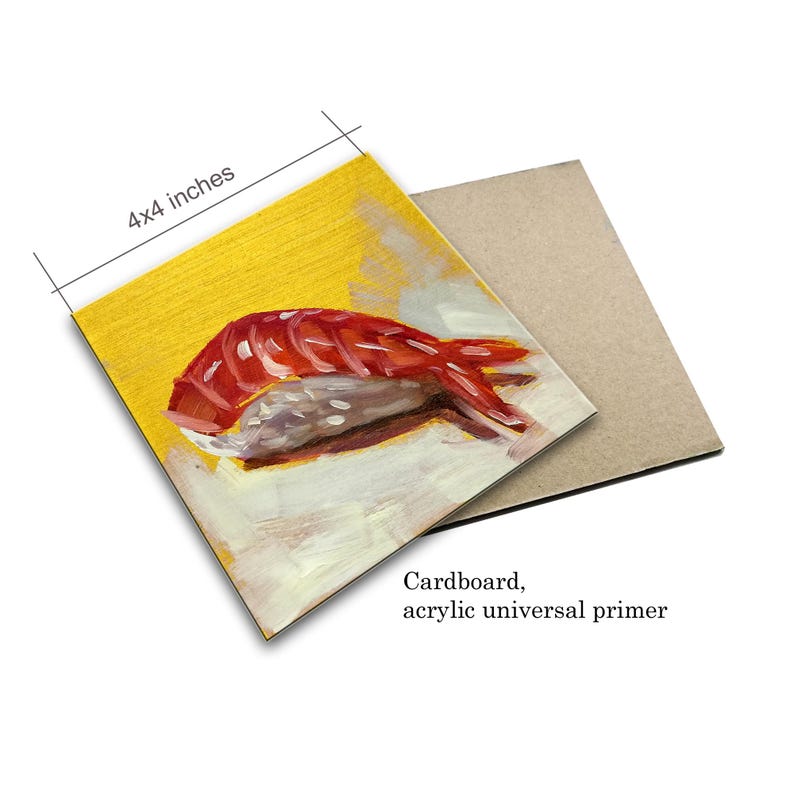 Shrimp Sushi Oil Painting – Whimsical Food Art, Original Kitchen Wall ...