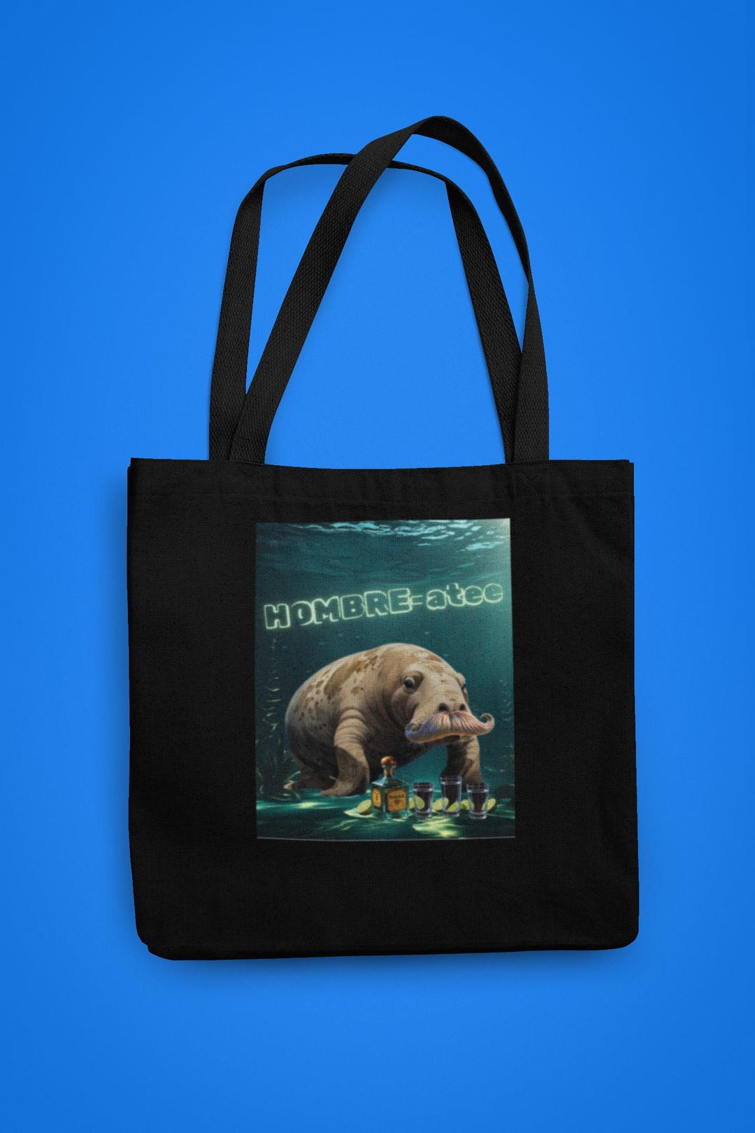 Humorous Tequila Manatee Canvas Tote Bag | Marine Animal Lover Gift - Etsy