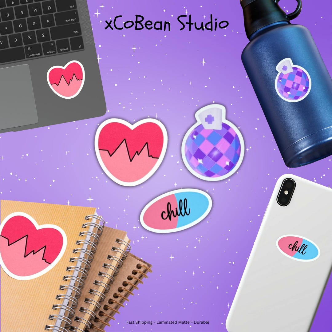 Nurse Sticker Set of 3 RN Heartbeat Pill and Disco Ball - Etsy