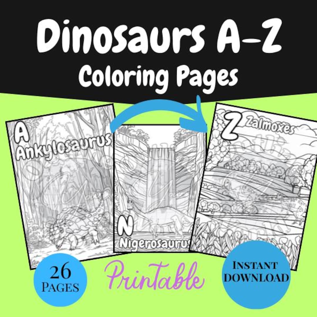Dinosaur A-Z Coloring Pages: Educational ABC Learning (digital Download ...