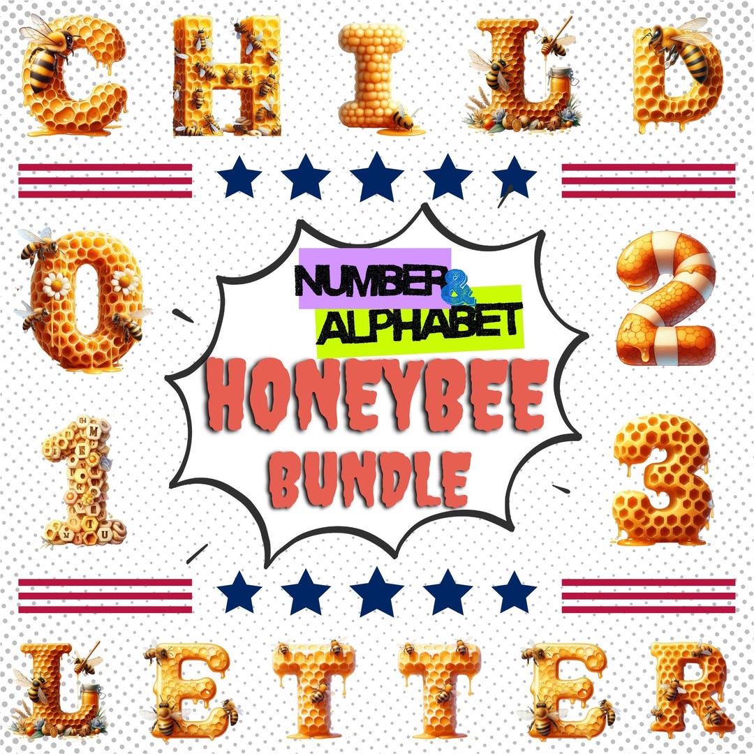 Honeycomb Bee Alphabet Clipart Bundle: Colorful Learning Letters ...