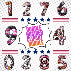 Doodle Alphabet & Numbers Clipart Bundle – Cute Doodle Colorful Letters ...