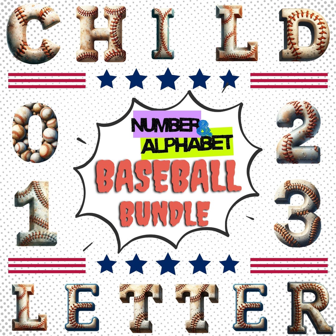 Baseball Alphabet & Numbers Clipart Bundle – Cute Players Colorful ...