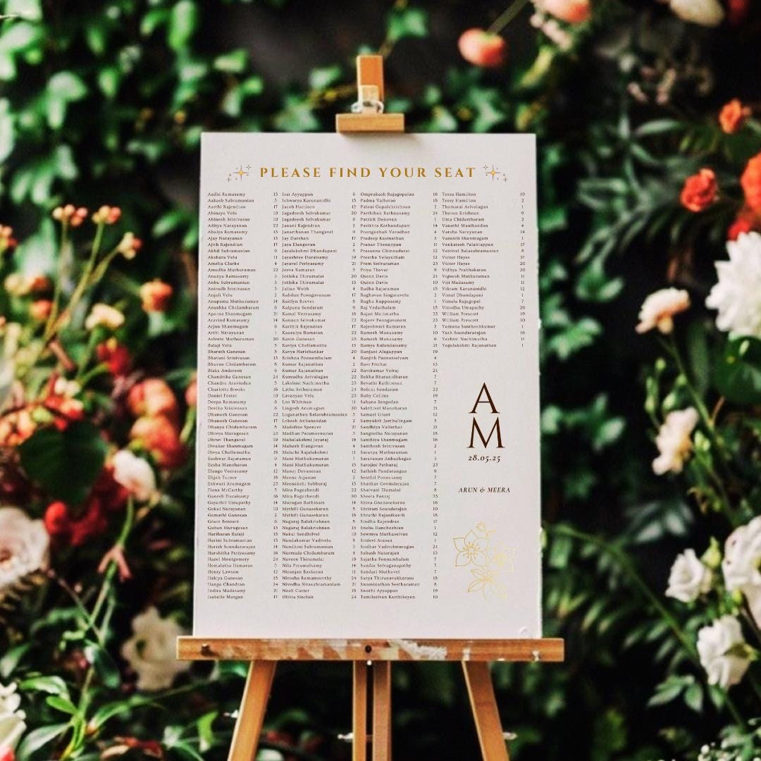 Seating Chart for 200 Guests | Editable A1 Canva Template - Etsy