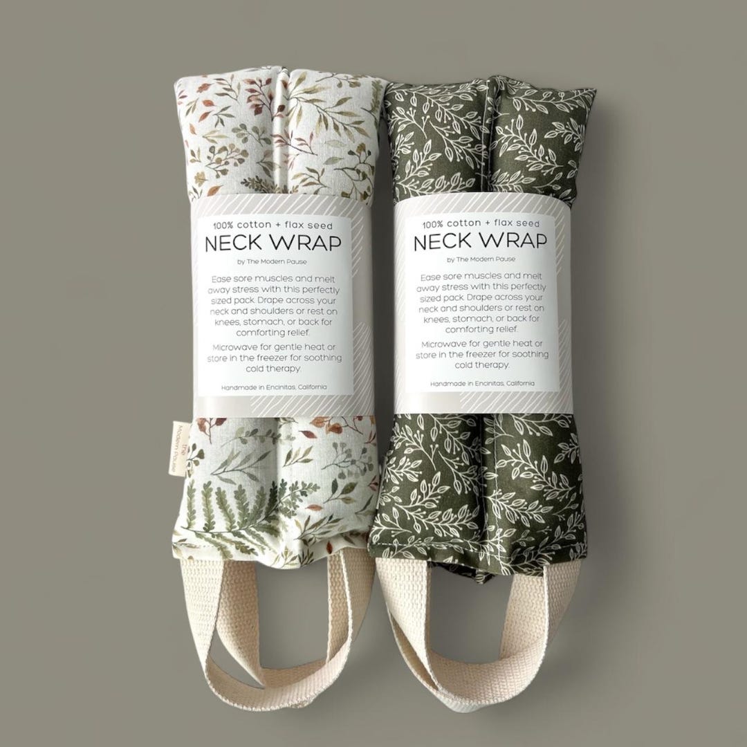 Flax Seed Weighted Neck Wrap: Microwaveable Hot Cold Therapy Pack for ...