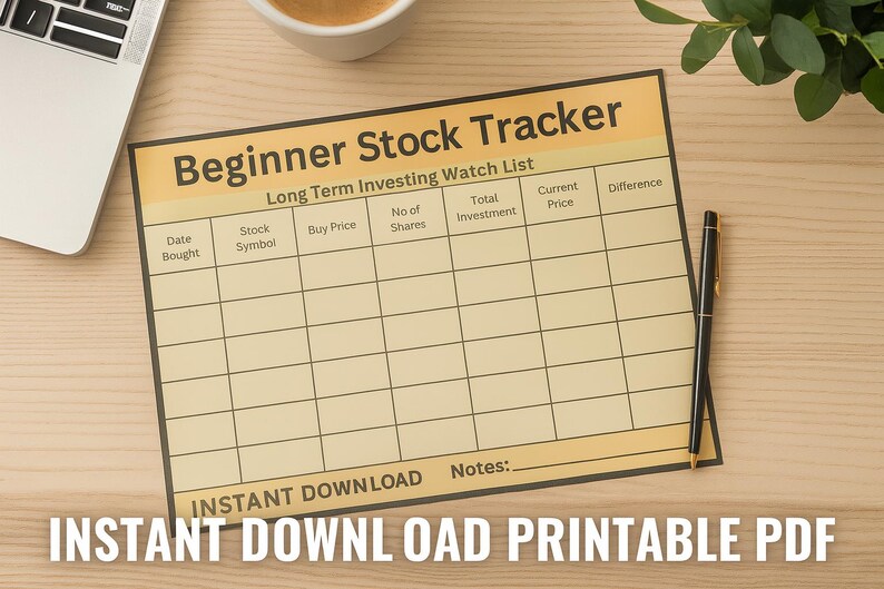 Beginner Stock Tracker | Printable & Fillable Investment Spreadsheet ...