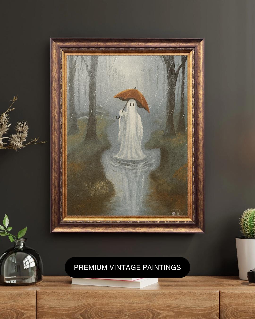Jerry in the Rain – Ghost Art Print, Whimsical Forest Ghost With ...