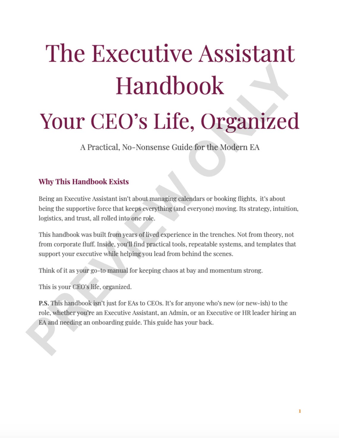 The Executive Assistant Handbook: Your Ceo’s Life, Organized - Etsy