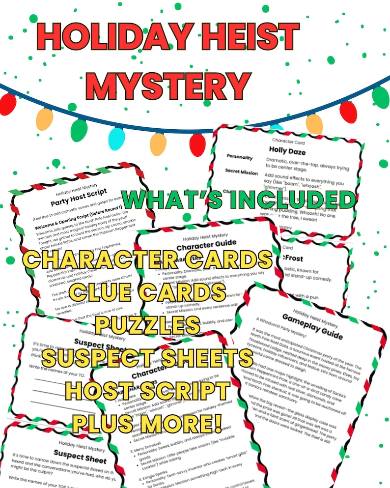 Christmas Whodunnit Game: Holiday Heist Mystery Party (printable PDF ...