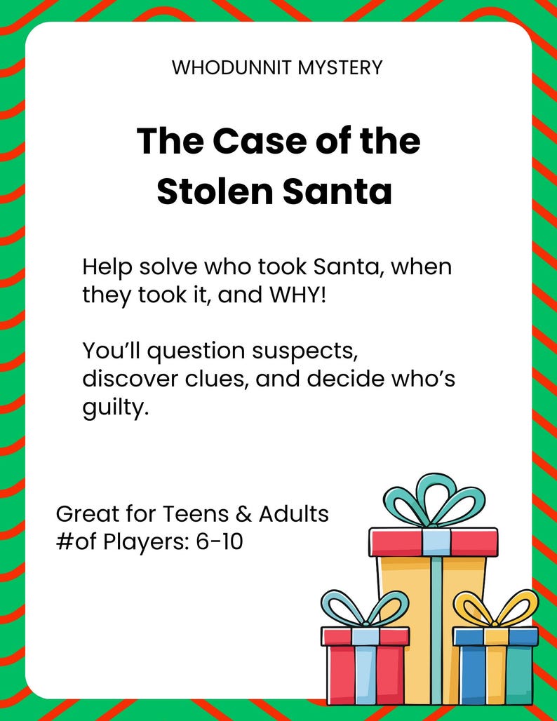 Hilarious Christmas Mystery Party Game | Adult & Teen Whodunnit for 6 ...