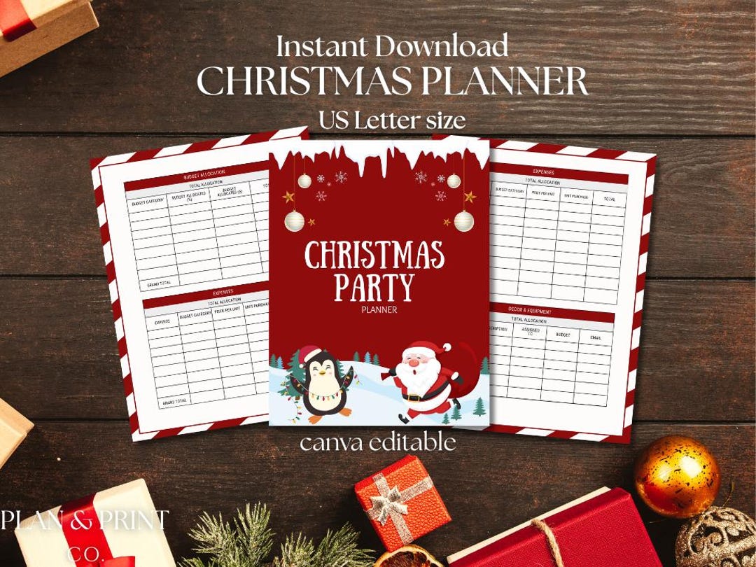 Christmas Party Planner: Printable Holiday Organizer (canva Editable ...