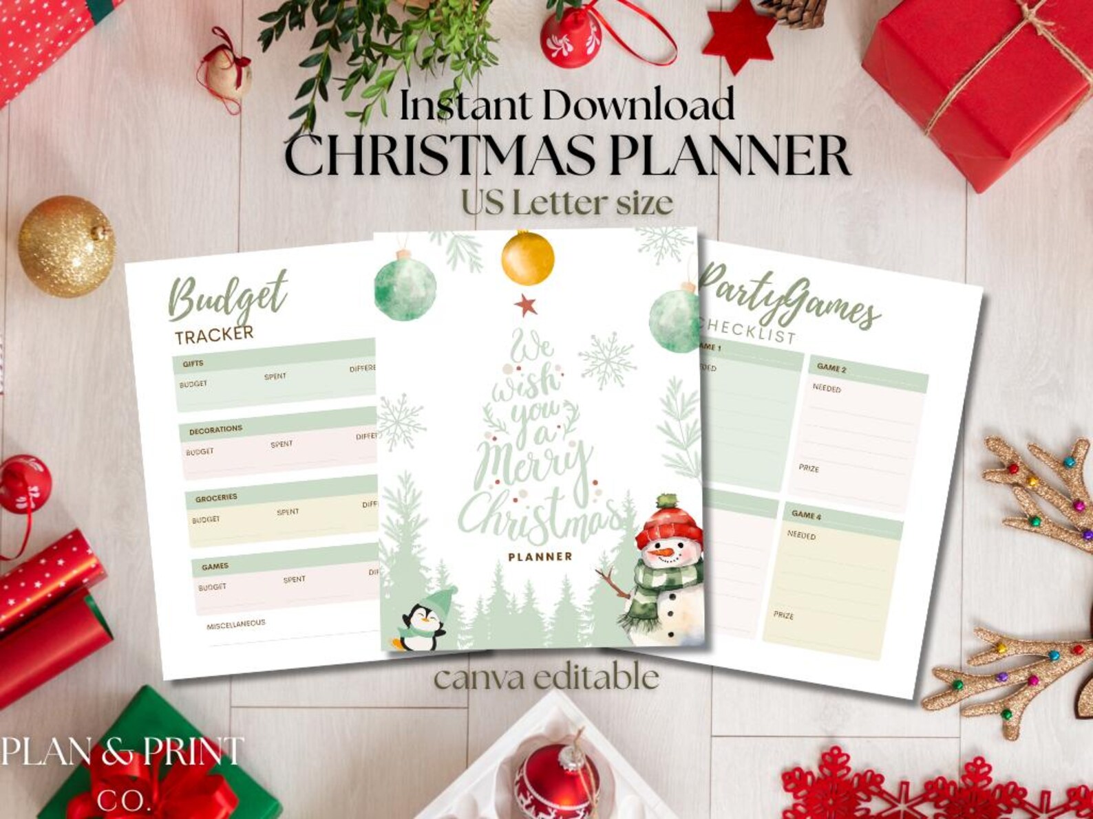 Printable Christmas Planner: Holiday Organization PDF (canva Editable ...