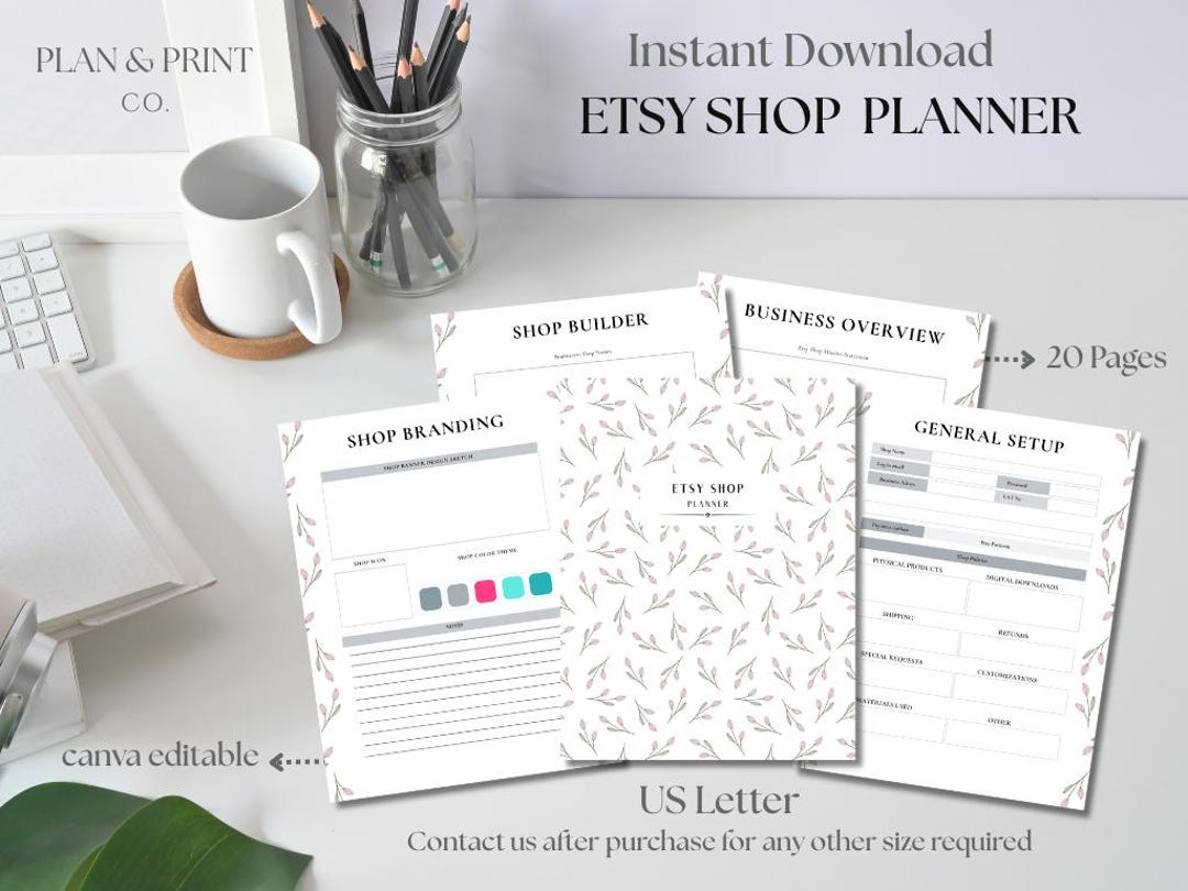 Etsy Shop Planner: Printable Seller Organizer With Canva Template (US ...