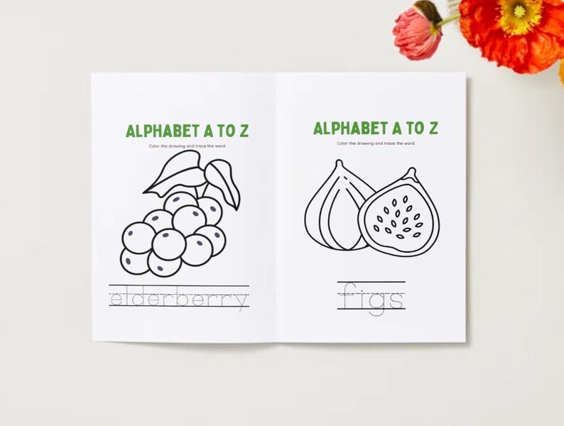 Fruit Alphabet Coloring Book for Kids | ABC Learning & Tracing ...