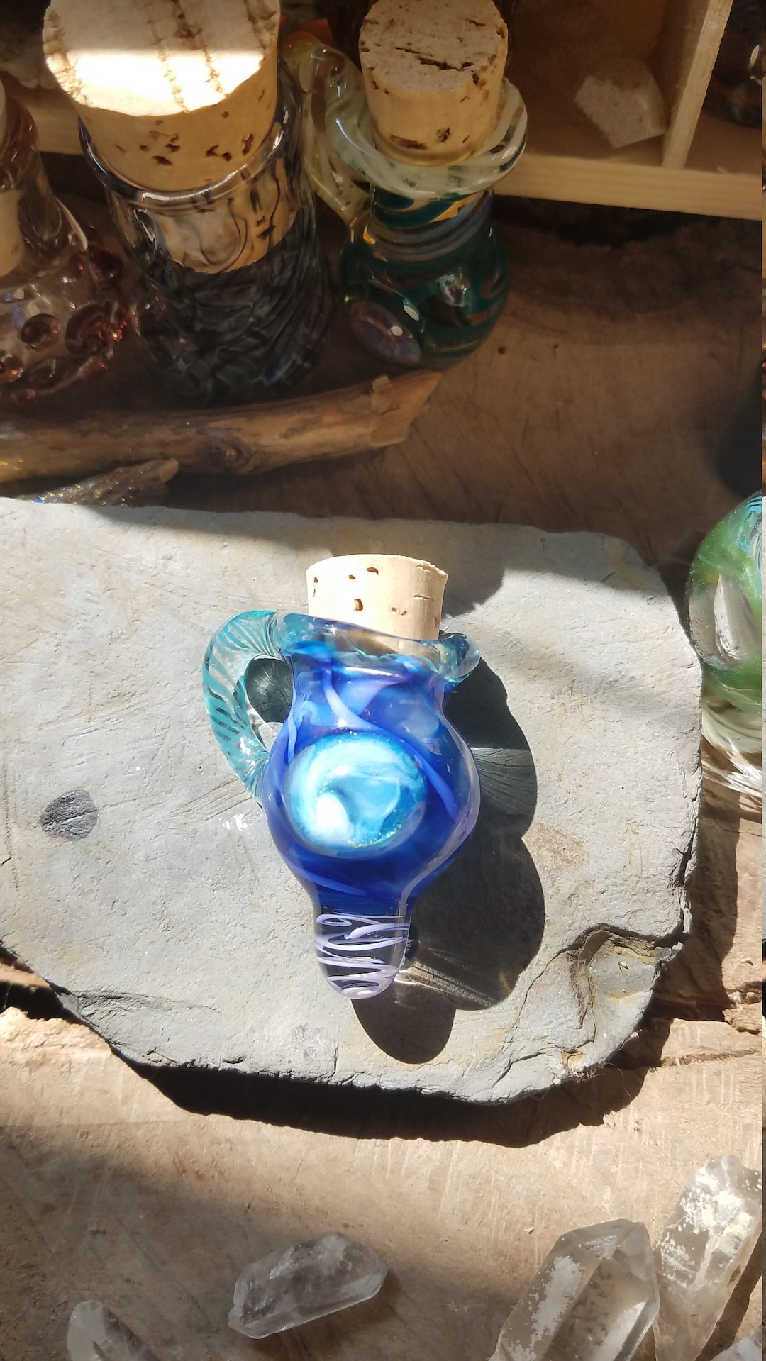 Blue and Teal Glass Potion Bottle Necklace - Etsy