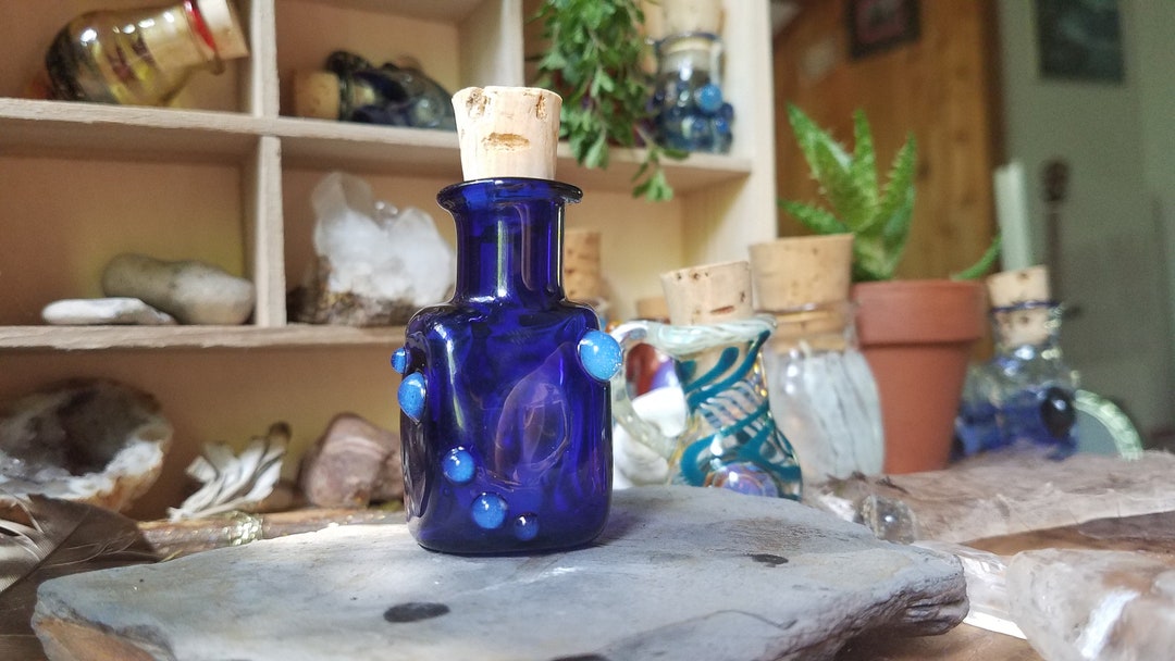 Cobalt Blue Square Based Potion Bottle - Etsy