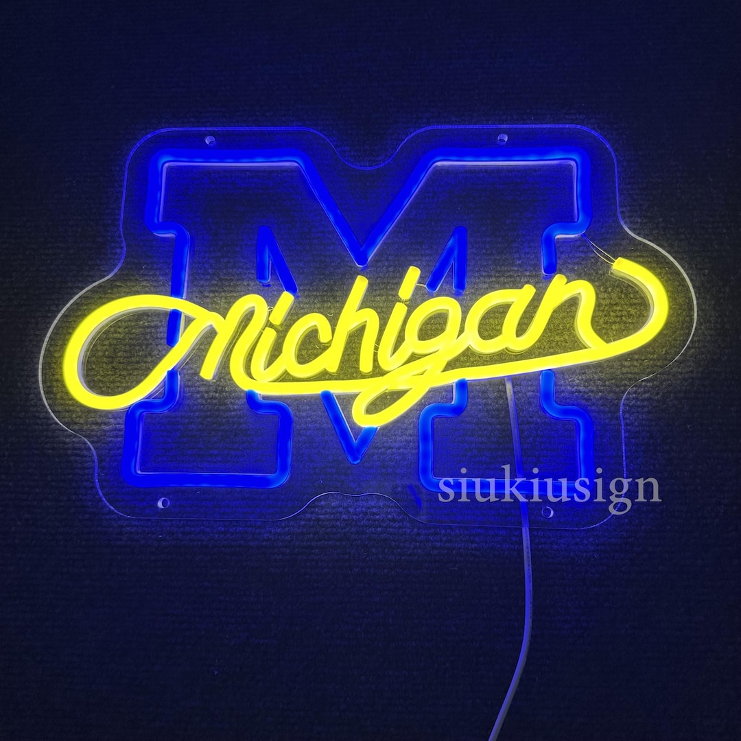 Michigan LED Neon Sign: University of Michigan Wolverines Football Fan ...