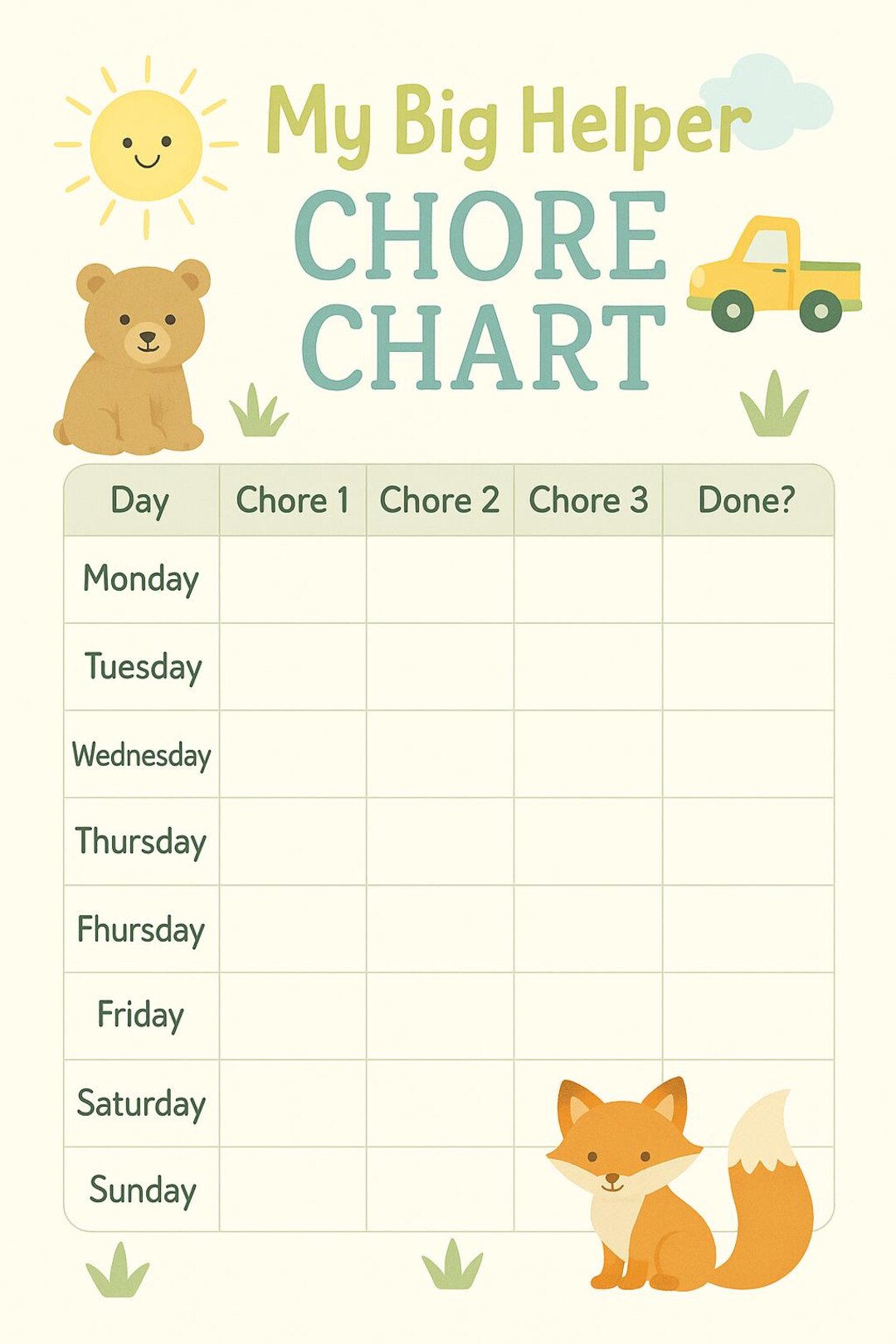 Toddler Chore Chart for Boys – Printable Daily Routine Chart With Cars ...