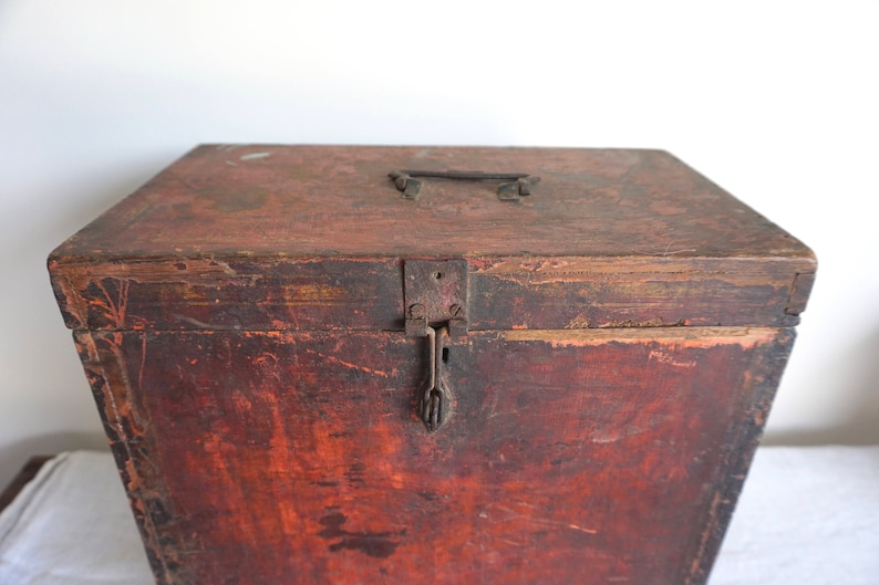 Red Box Wooden Manuscript Box Painted Box Antique Box - Etsy