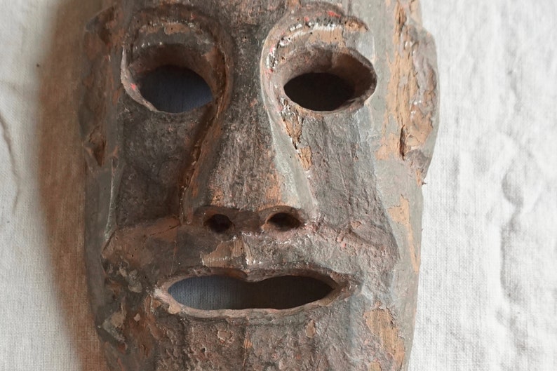Wooden Mask Human Mask Ceremonial Folk Art Hand Carved Antique | Etsy
