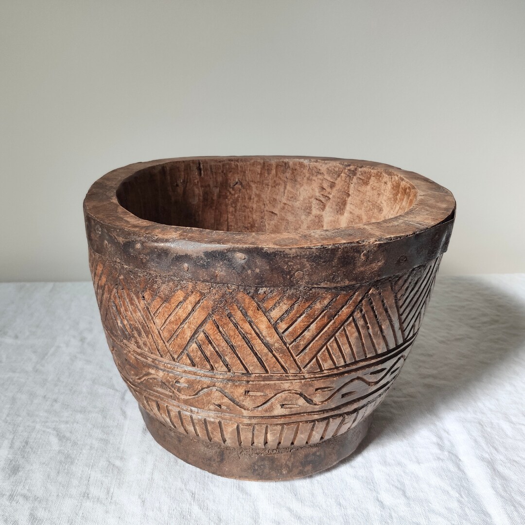 Naga Wooden Planter With Geometric Designs - Etsy