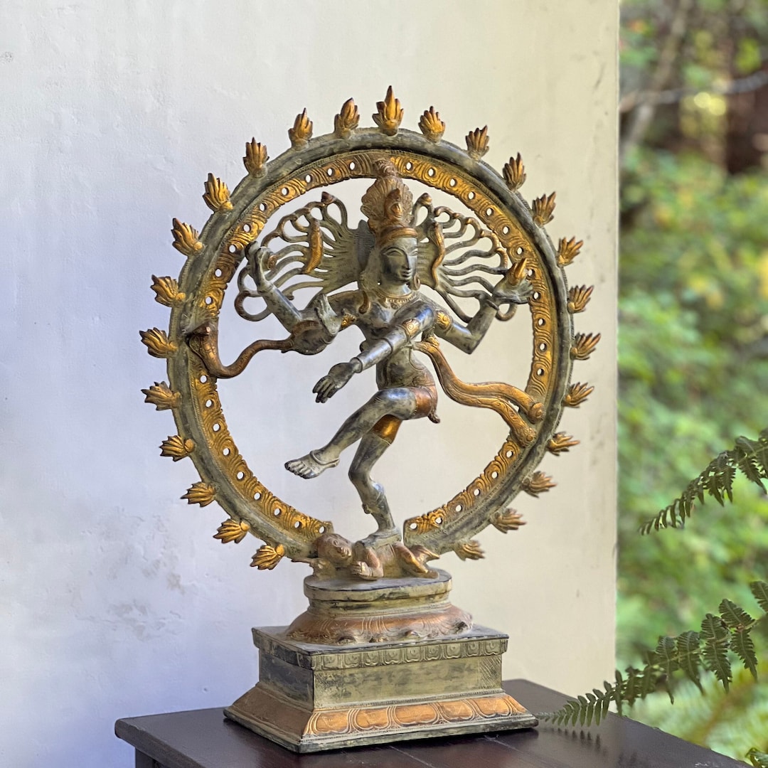 Shiva Nataraja Statue Sacred Yoga Brass Gold - Etsy