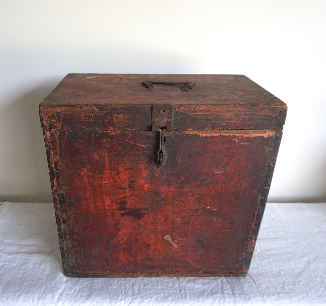 Red Box Wooden Manuscript Box Painted Box Antique Box | Etsy
