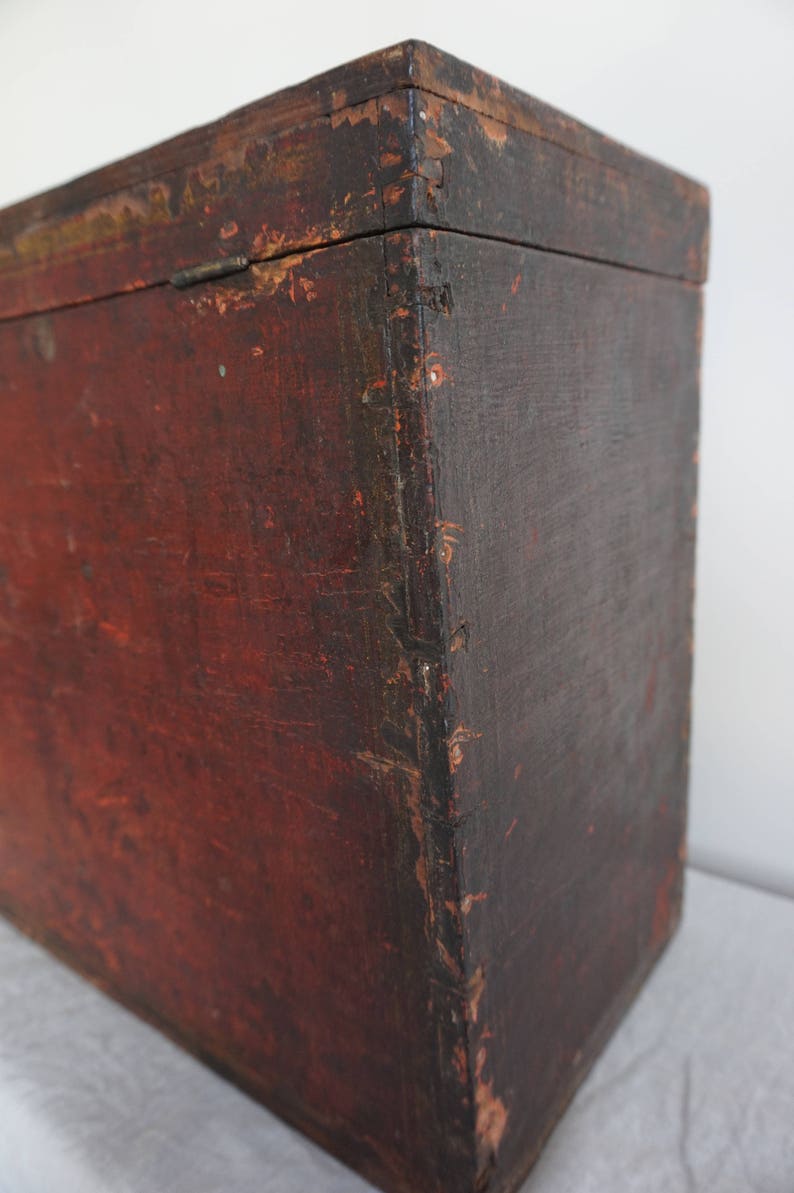 Red Box Wooden Manuscript Box Painted Box Antique Box - Etsy