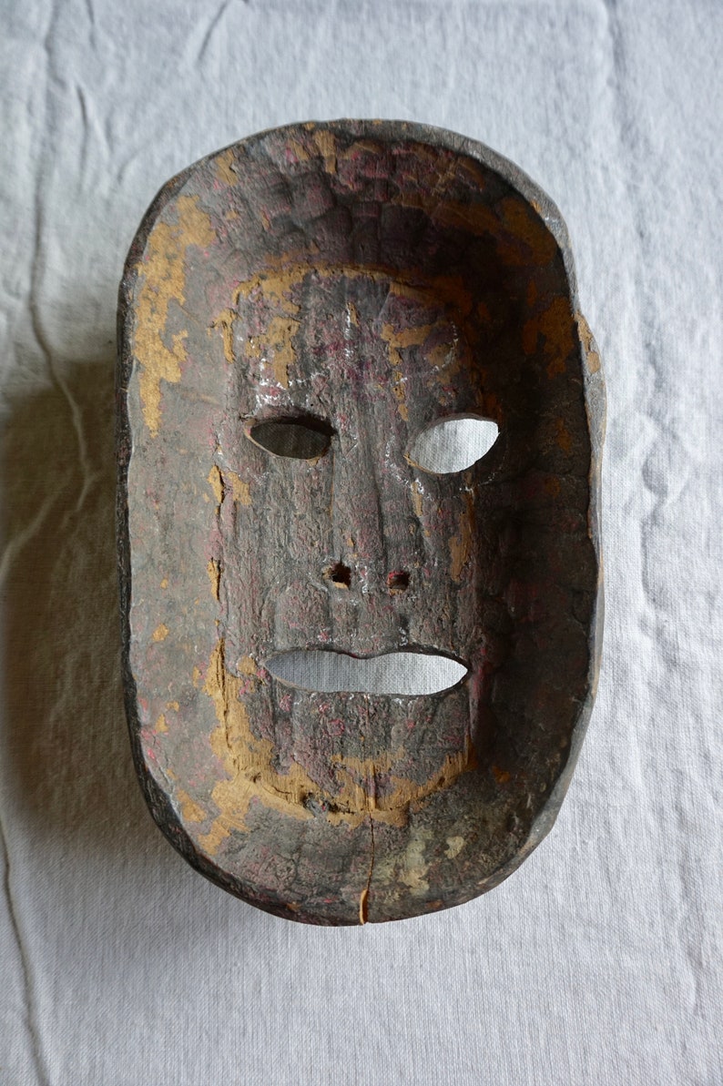 Wooden Mask Human Mask Ceremonial Folk Art Hand Carved Antique | Etsy