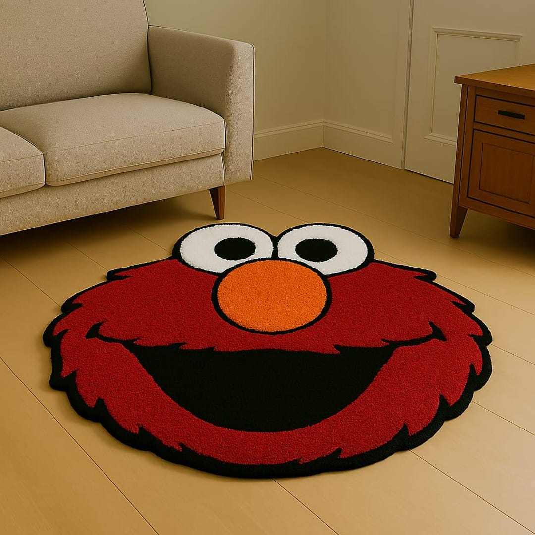Hand-tufted Wool Cartoon Rug | Red Character Kids Playroom Carpet - Etsy