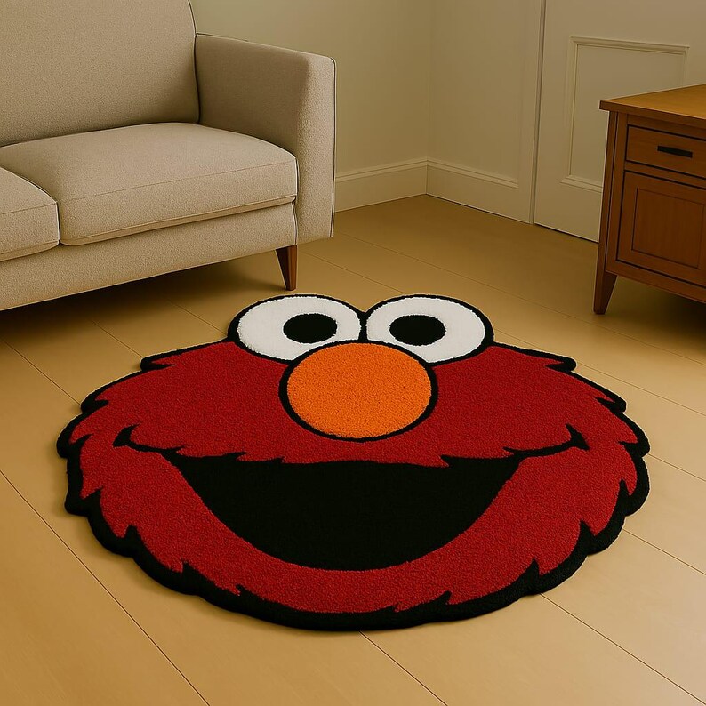 Hand-tufted Wool Cartoon Rug | Red Character Kids Playroom Carpet - Etsy