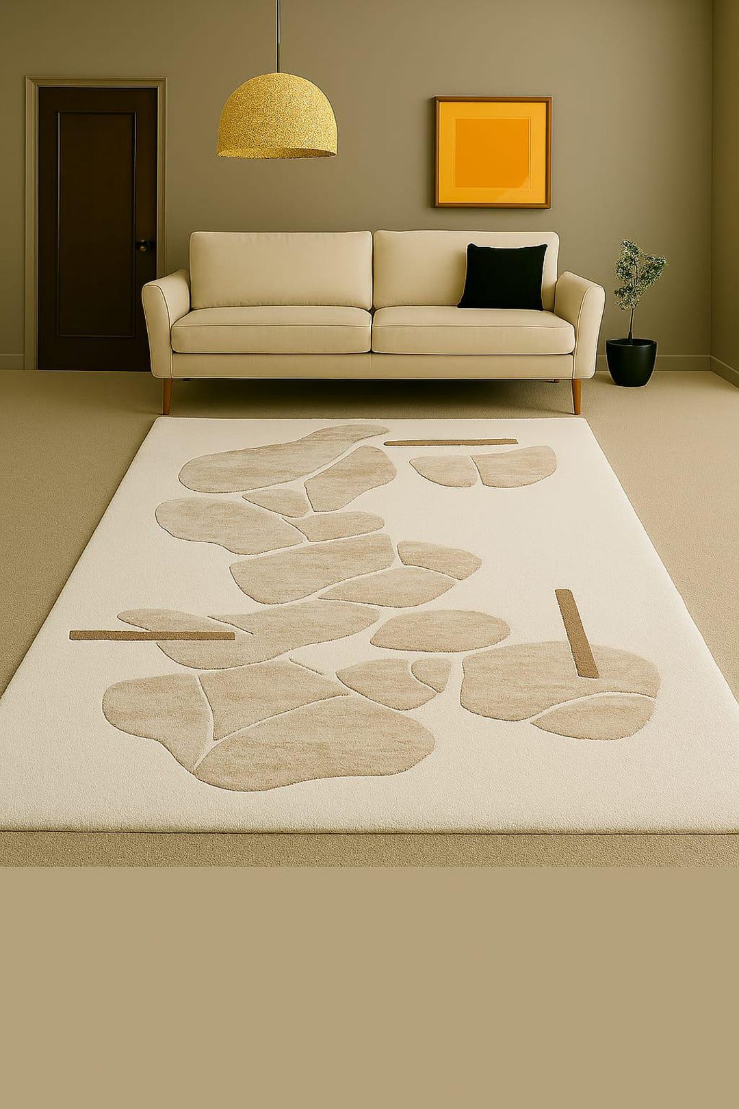 Hand-tufted Abstract Beige Rug | New Zealand Wool | Soft Minimalist ...
