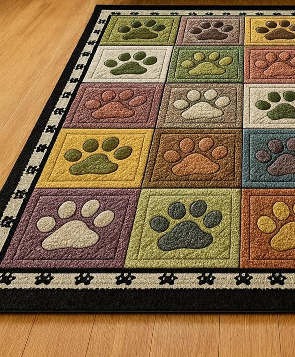Hand-tufted Dog Paw Print Patchwork Rug - Etsy