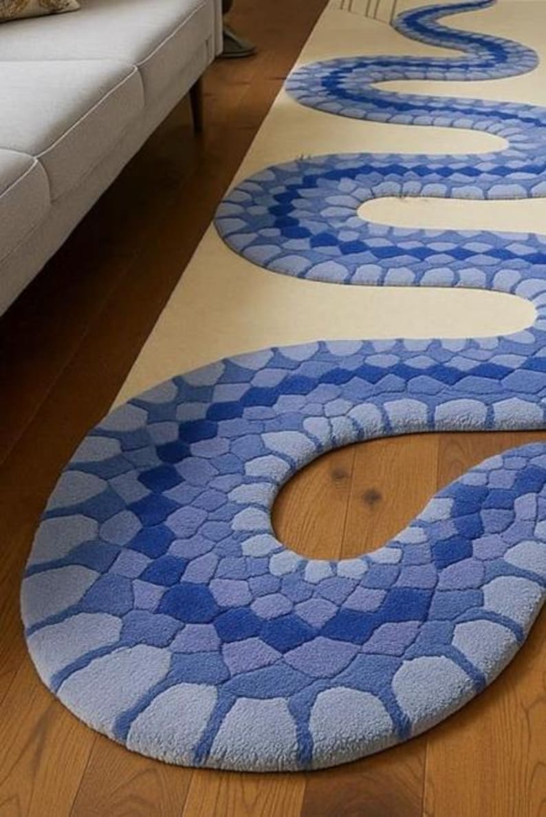Hand-tufted Wool Snake Rug: Bold Serpent Runner Decor - Etsy