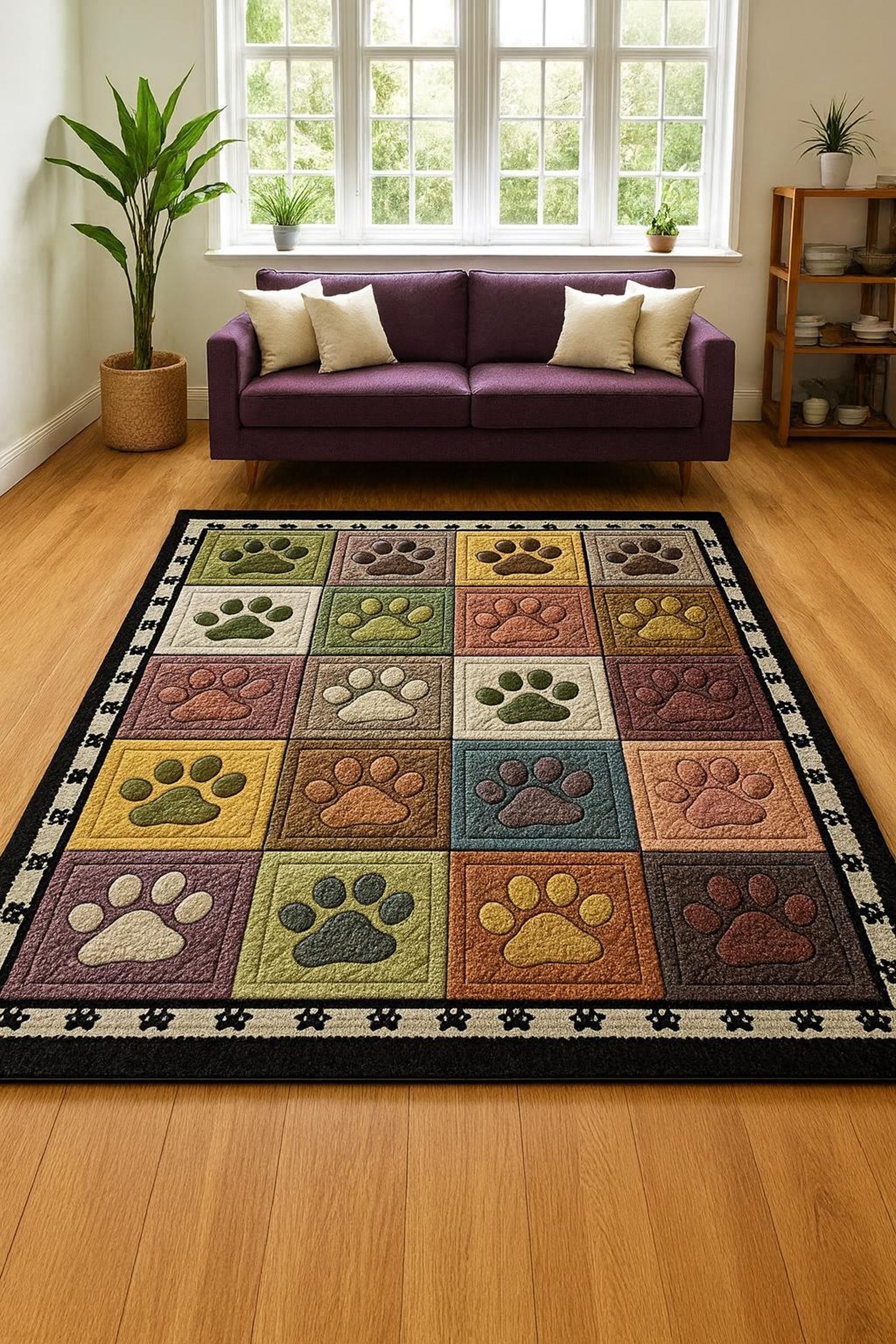 Hand-tufted Dog Paw Print Patchwork Rug - Etsy