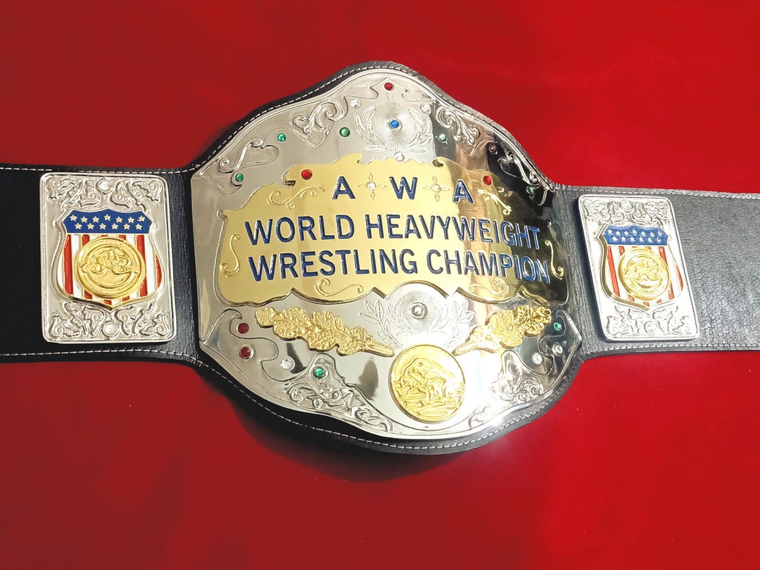 AWA World Heavyweight Championship Belt Adult Size Handcrafted Flexible ...