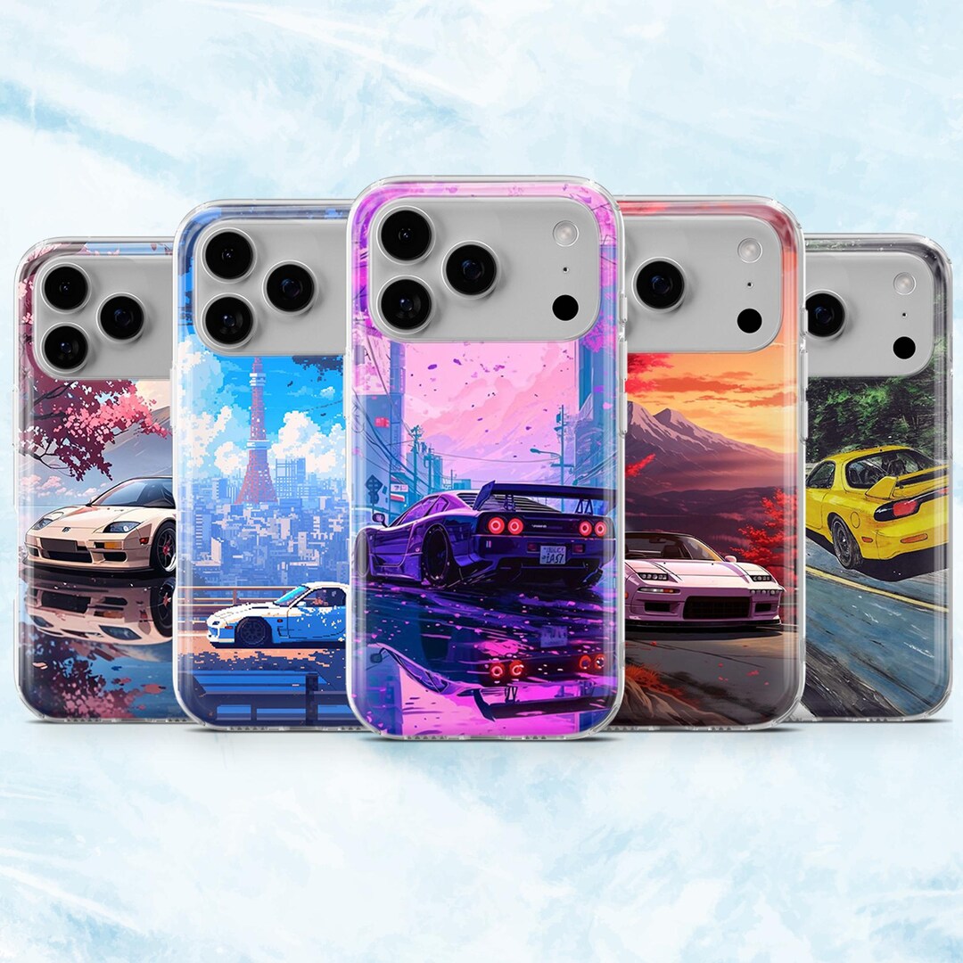 JDM Cars Phone Case Japanese Drift Car Cover for iPhone 17, 16, 15, 14 ...