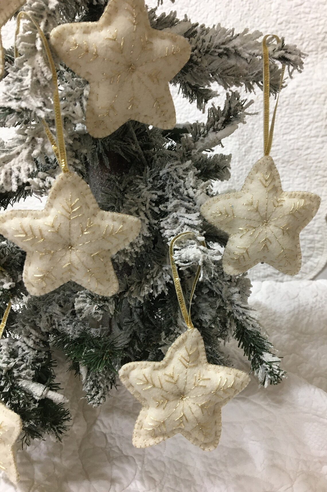 Gold Embroidered Wool Felt Holiday Star Ornament - Etsy