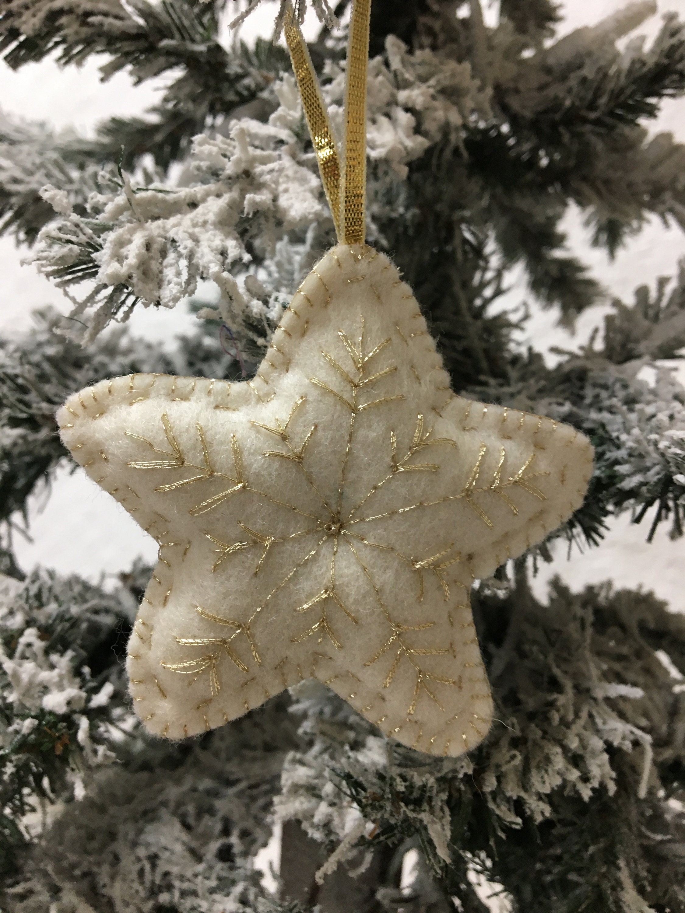Gold Embroidered Wool Felt Holiday Star Ornament - Etsy