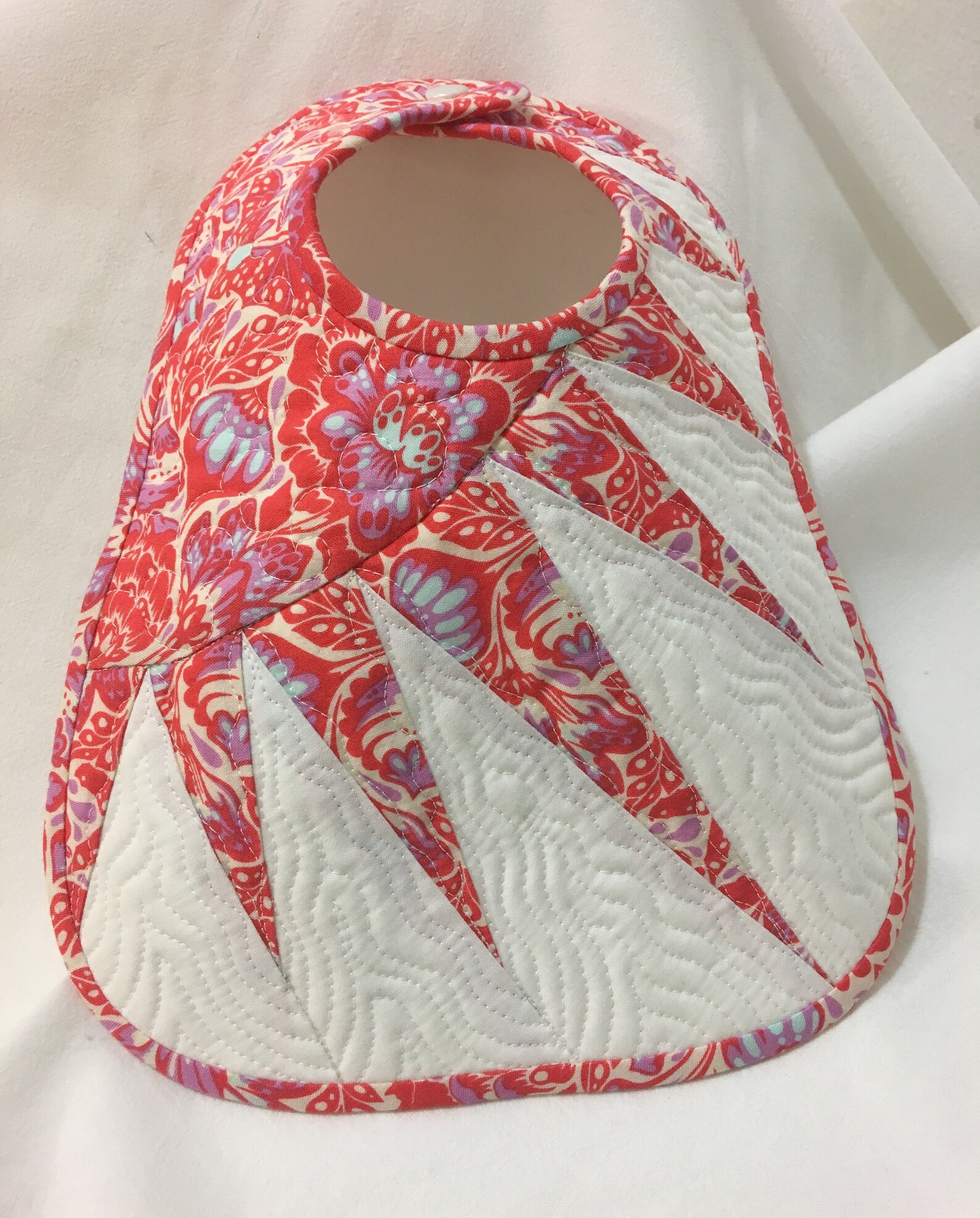 Quilted Baby Bib Tula Pink and White New York Beauty Quiltsy Handmade ...