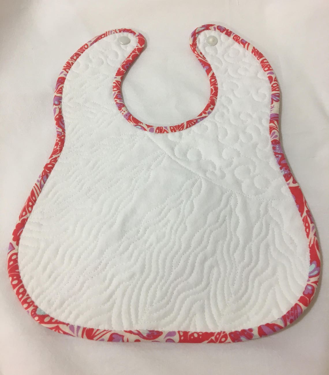 Quilted Baby Bib Tula Pink and White New York Beauty Quiltsy Handmade ...