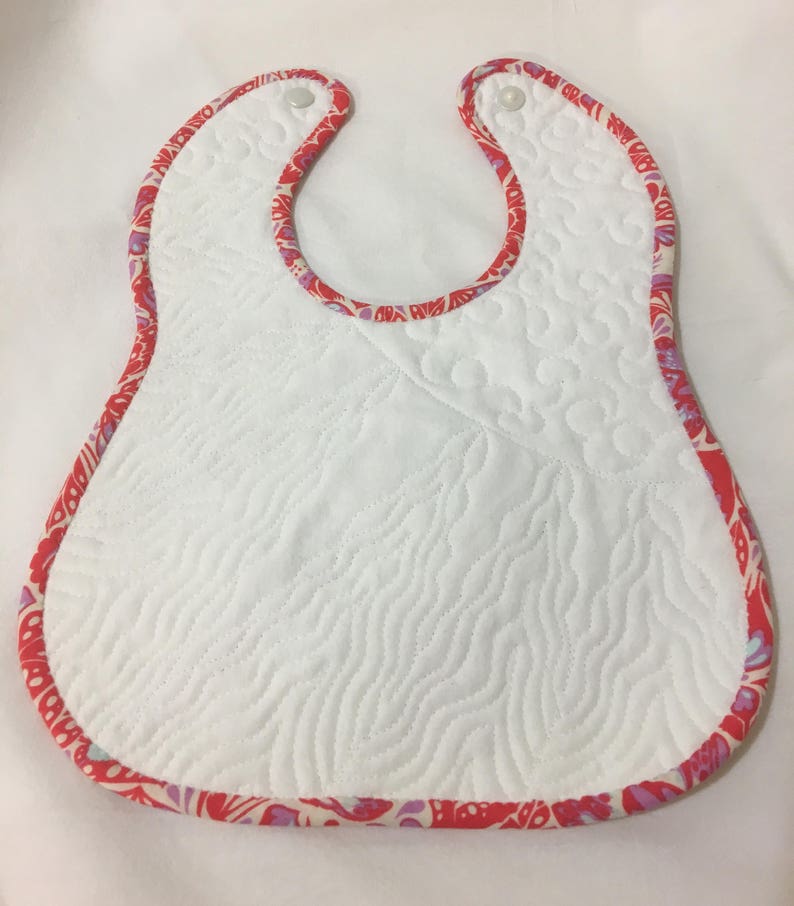 Quilted Baby Bib Tula Pink and White New York Beauty Quiltsy Handmade ...