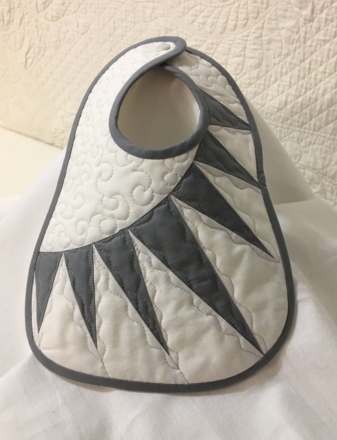 Quilted Baby Bib Neutral Gray and White New York Beauty Quiltsy ...