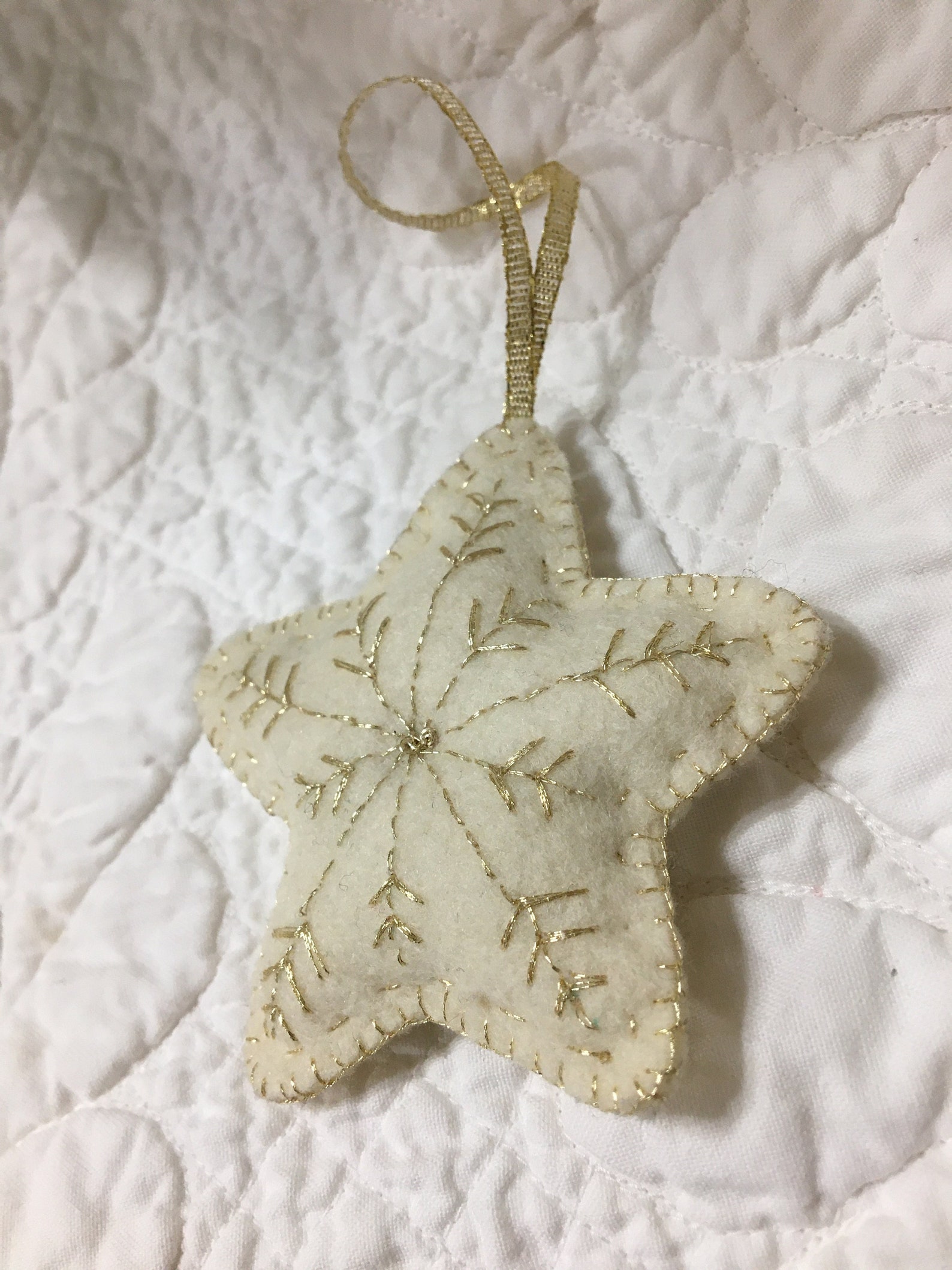 Gold Embroidered Wool Felt Holiday Star Ornament - Etsy