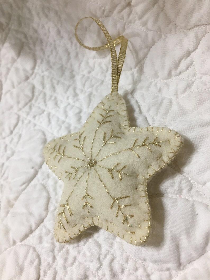 Gold Embroidered Wool Felt Holiday Star Ornament - Etsy