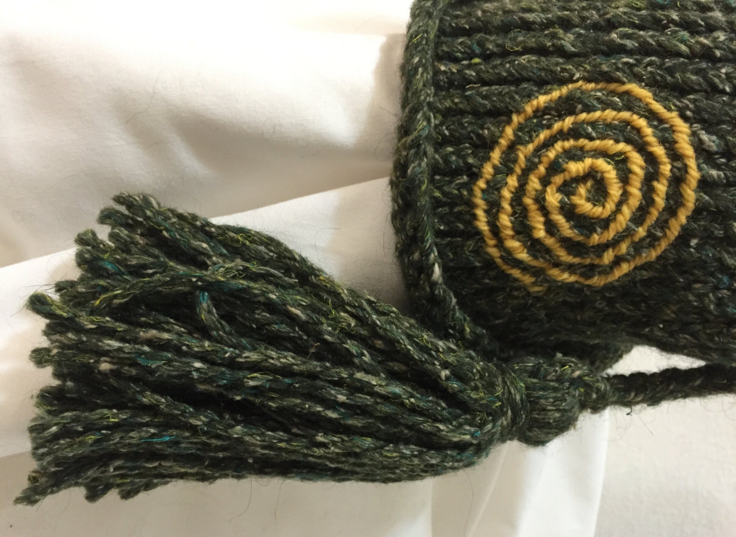 Child Knit Stocking Hat Small Rolled Brim Green with Tassel | Etsy