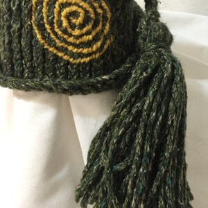 Child Knit Stocking Hat Small Rolled Brim Green With Tassel - Etsy