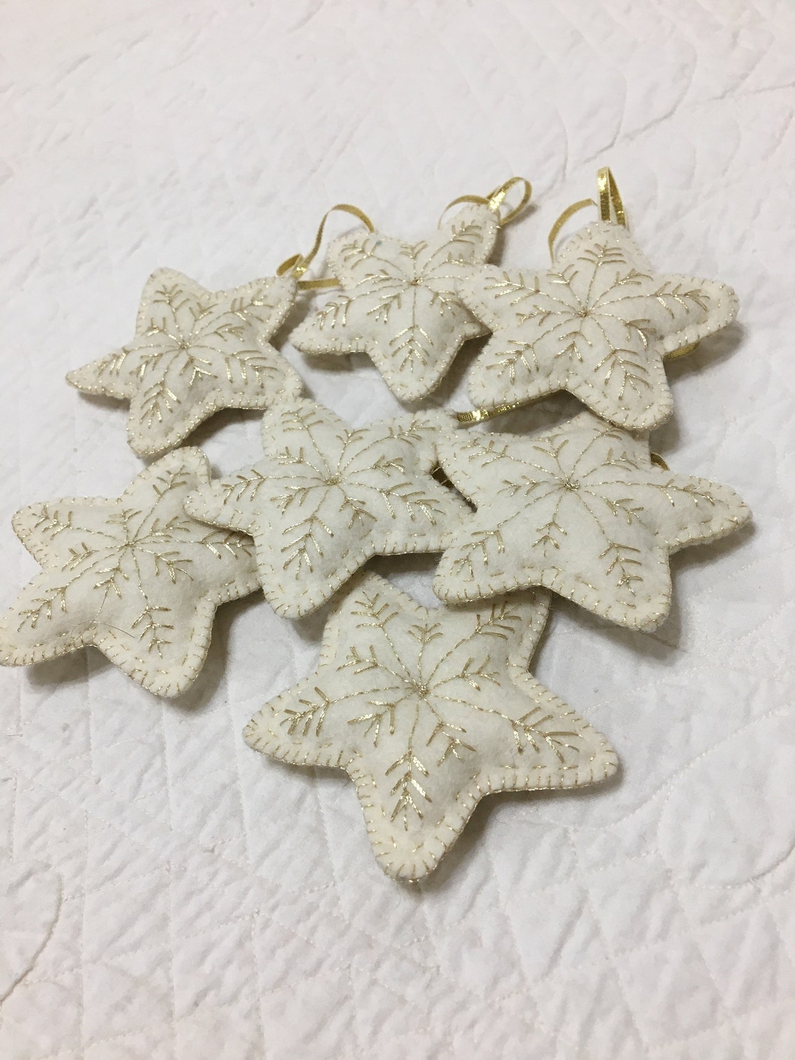Gold Embroidered Wool Felt Holiday Star Ornament - Etsy